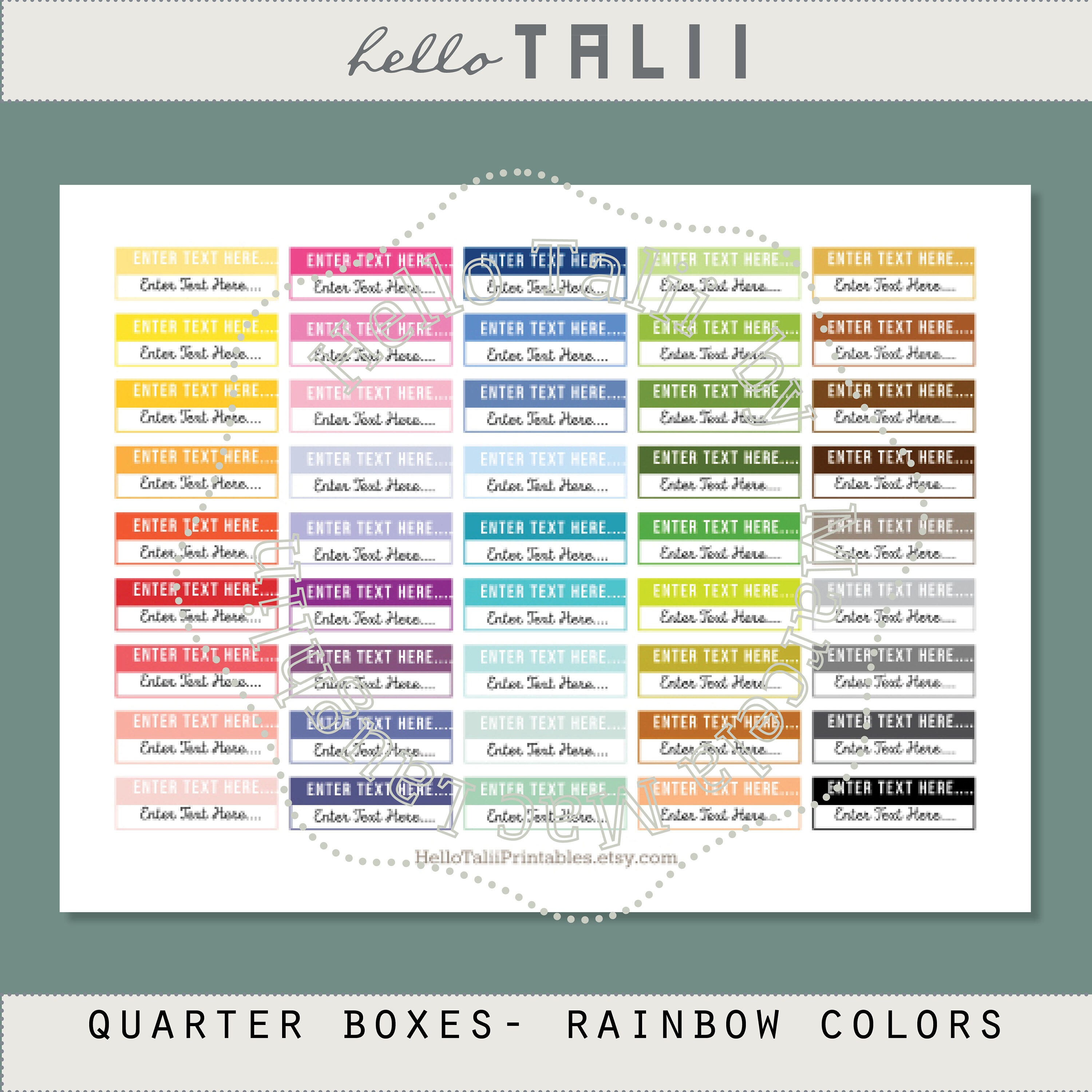 BLANK LABELS Printable Editable Quarter Box Labels Planner Stickers 90 ...