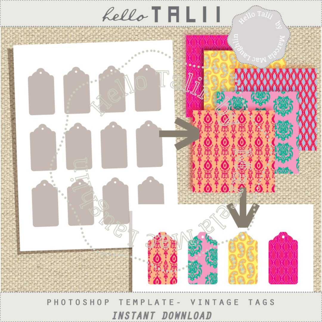 Photoshop Template Vintage TAGS for Christmas- Editable PSD Fully ...
