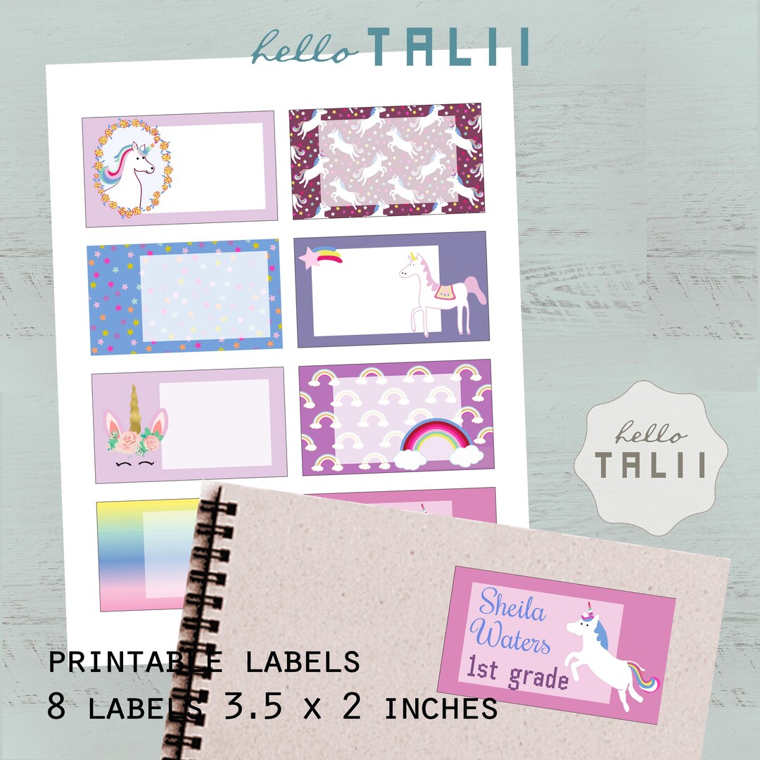 UNICORN PRINTABLE LABELS- 8 Rectangular Labels- Unicorns and Rainbows ...