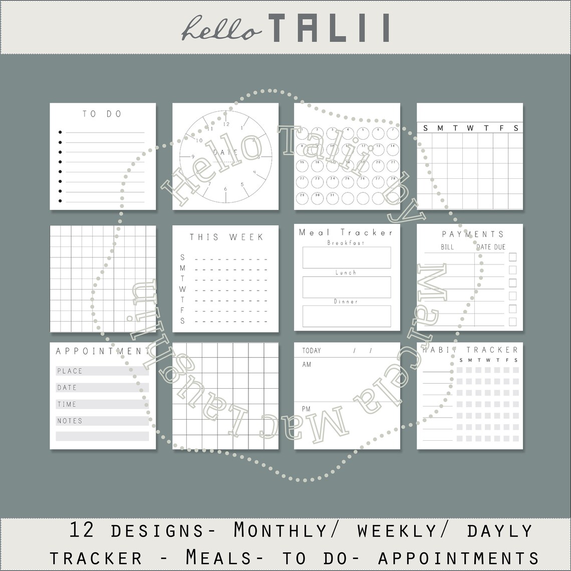 STICKY NOTES Printable + Template- 3x3" Square Collage Sheet Assorted ...