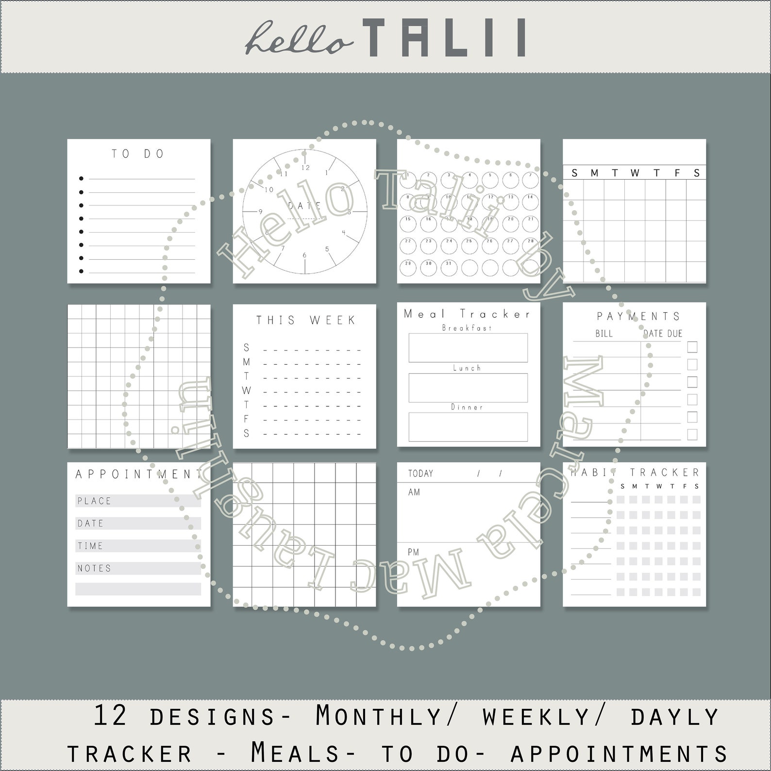 STICKY NOTES Printable + Template- 3x3" Square Collage Sheet Assorted ...