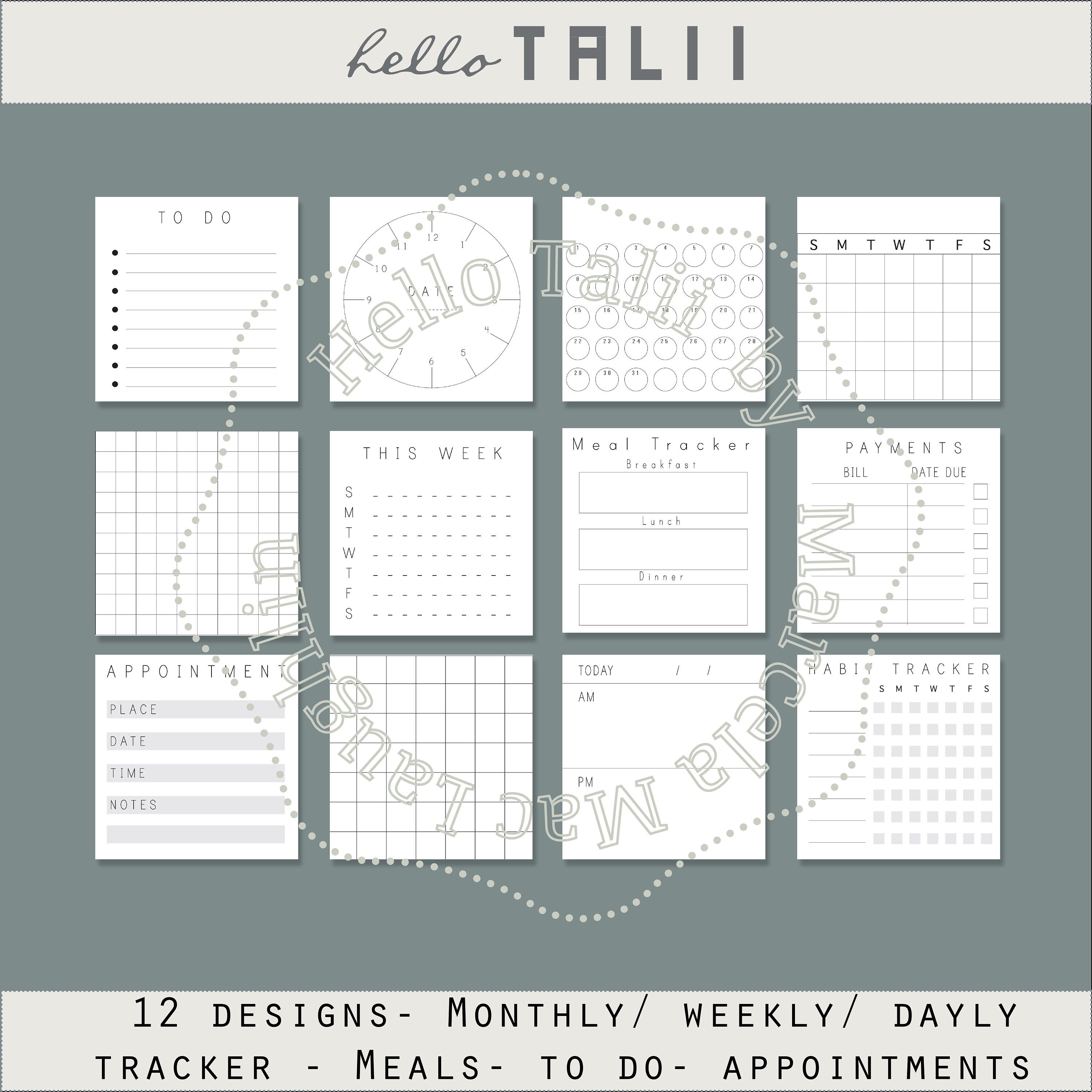 STICKY NOTES Printable + Template- 3x3" Square Collage Sheet Assorted ...