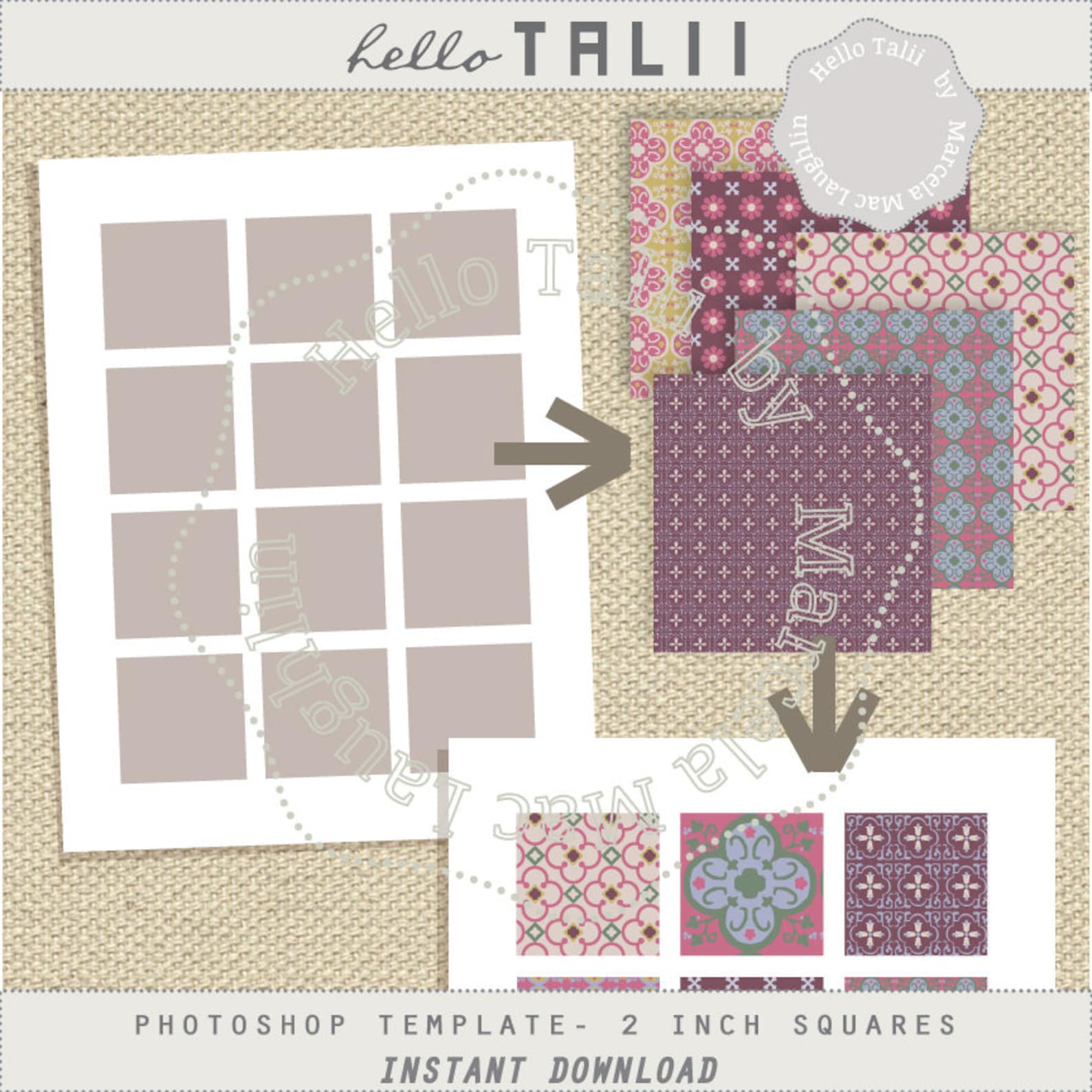 2 Inch Square Template Photoshop- 2 X 2 Inches Jewelry Template Fully ...