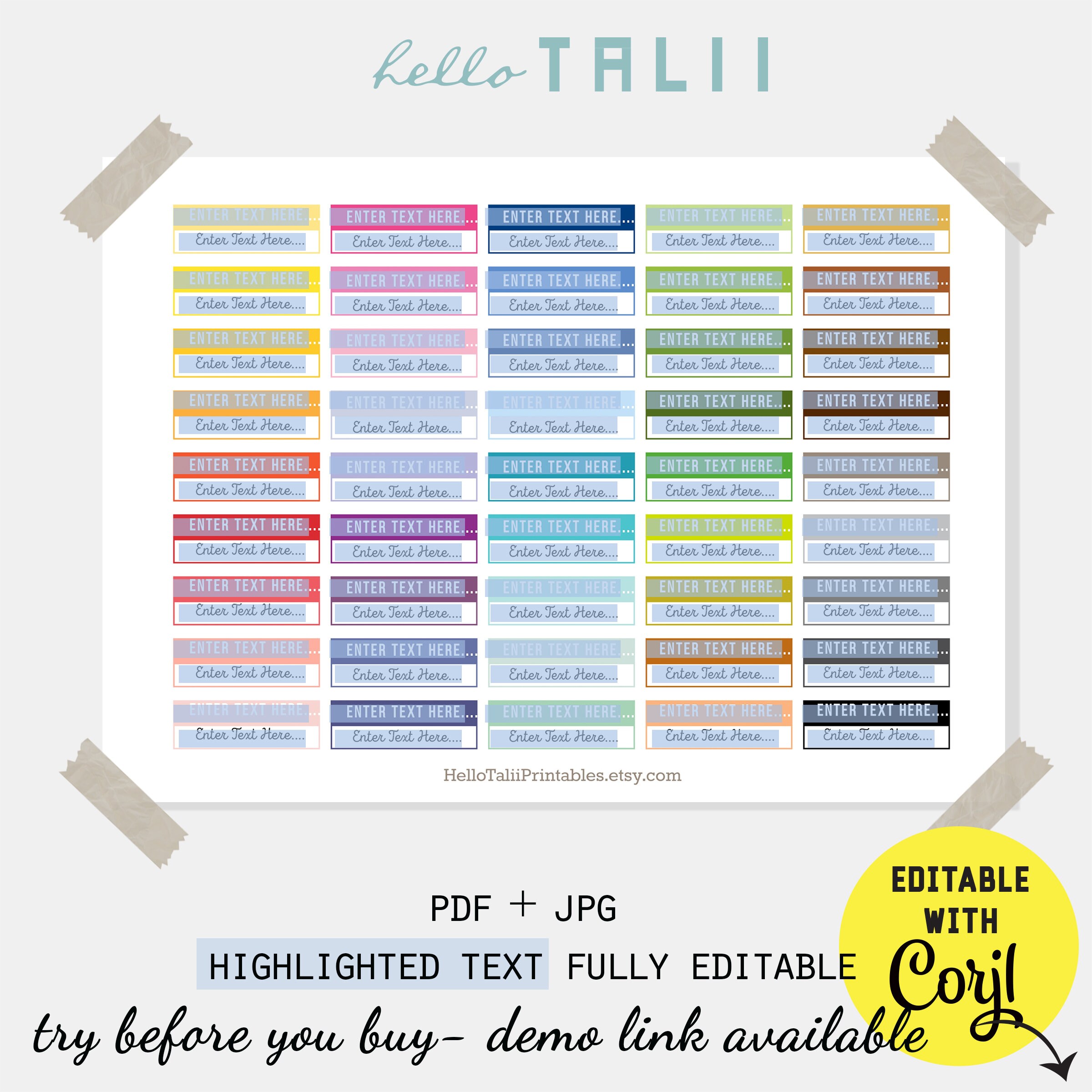 BLANK LABELS Printable Editable Quarter Box Labels Planner Stickers 90 ...