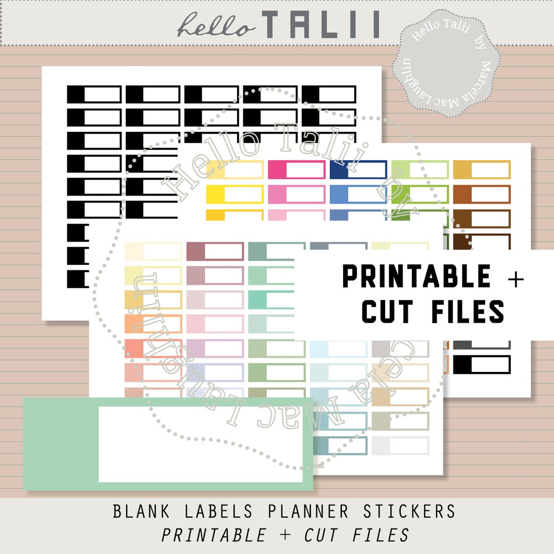 BLANK LABEL Printable Stickers CUT Files Quarter Box Labels - Etsy Finland