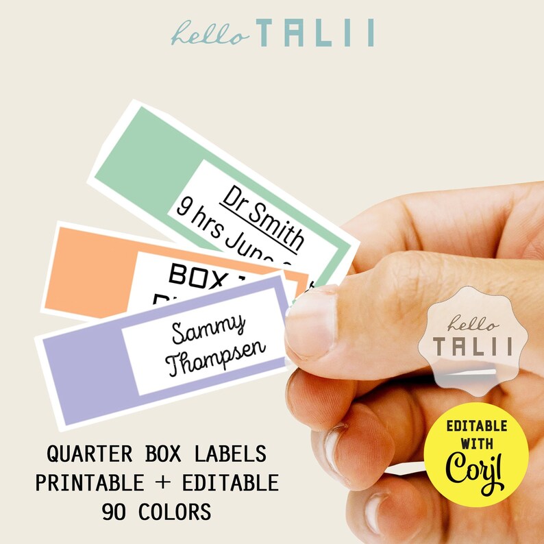 QUARTER BOX BLANK Labels Printable Editable Quarter Box - Etsy