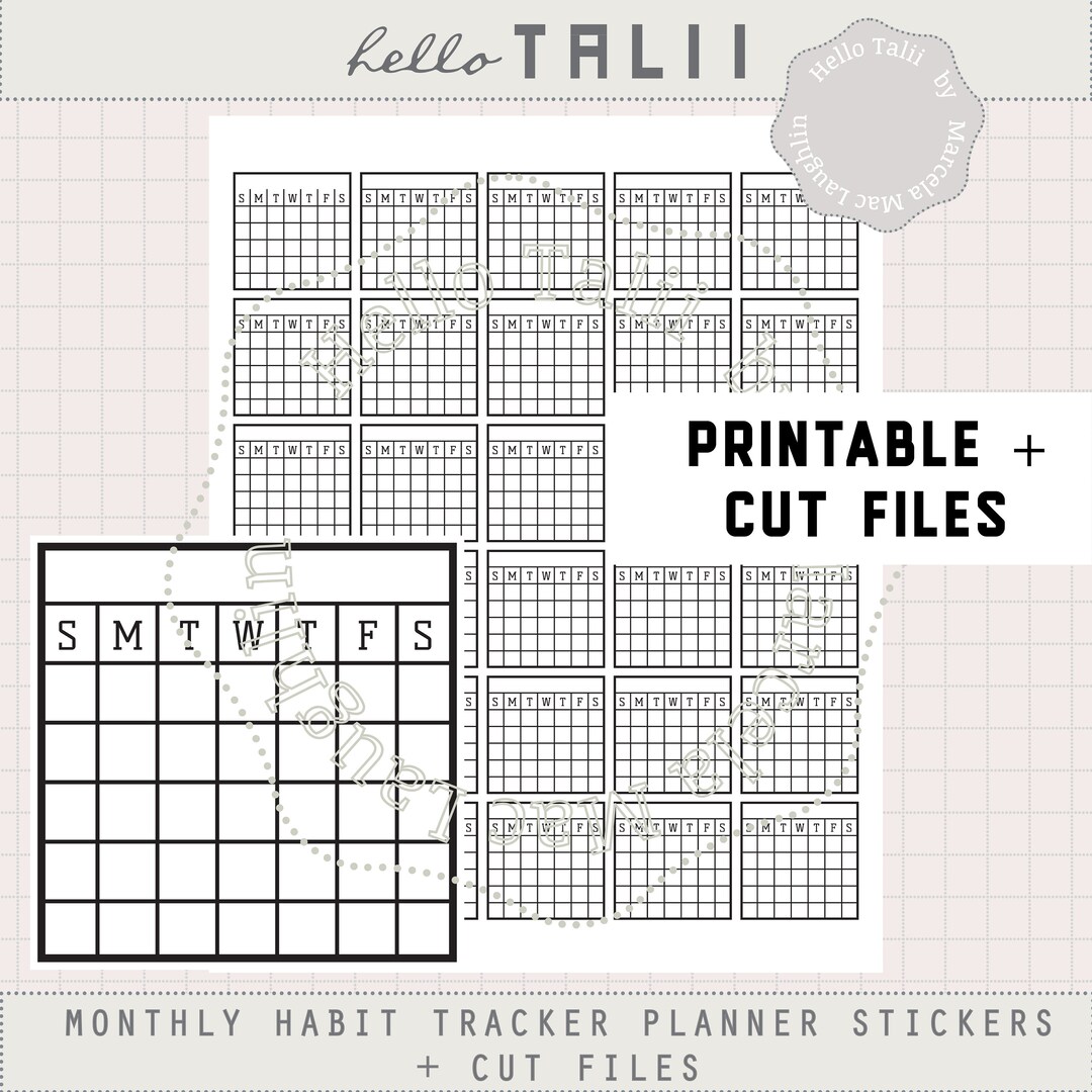 MONTHLY HABIT TRACKER Planner Stickers- Monthly Checklist Printable ...