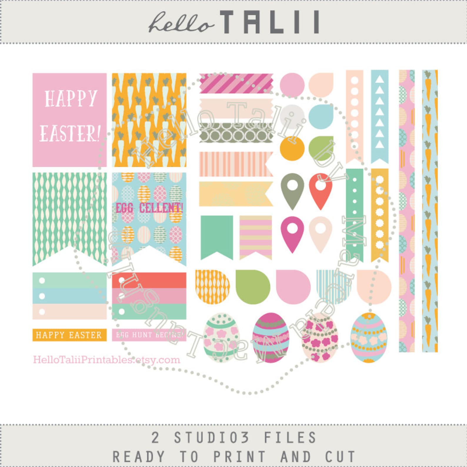 Happy EASTER Planner Stickers- Easter Printable Stickers + CUT Files ...