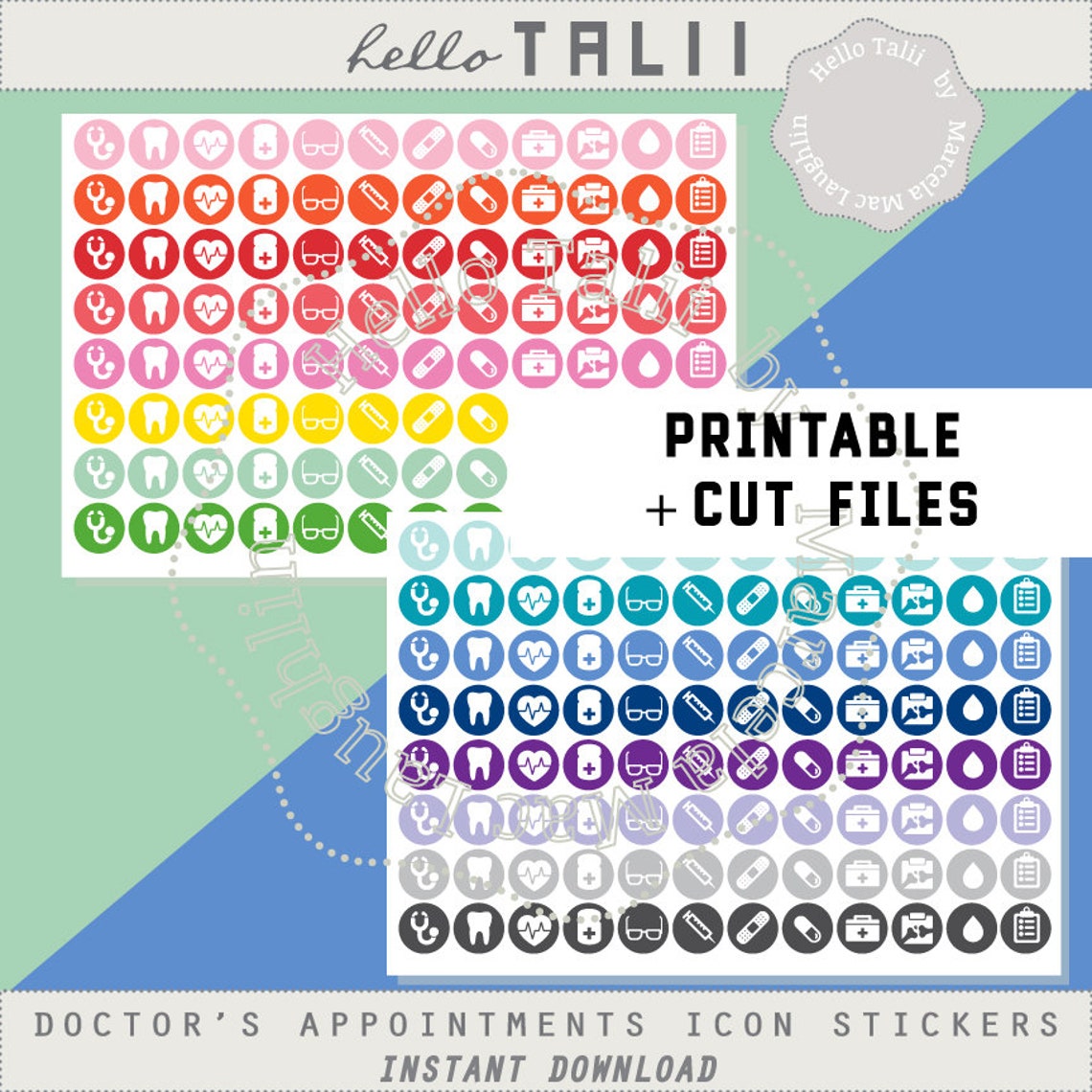 DOCTOR Appointment Planner Stickers- Printable HEALTH Stickers + CUT ...