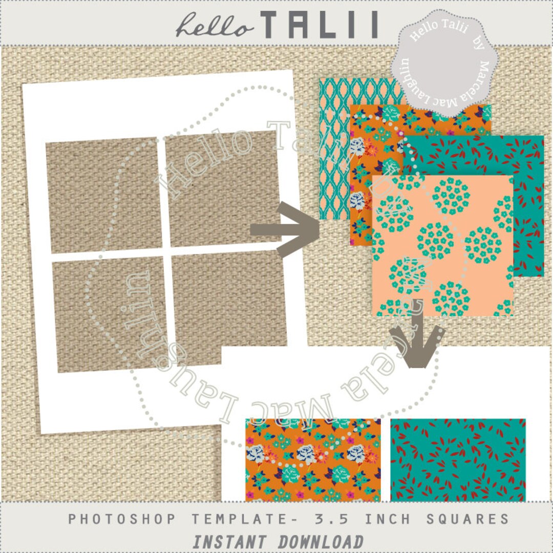 3.5 Inch Square Photoshop Template- Fully Layered PSD + PNG + JPG- 3 ...