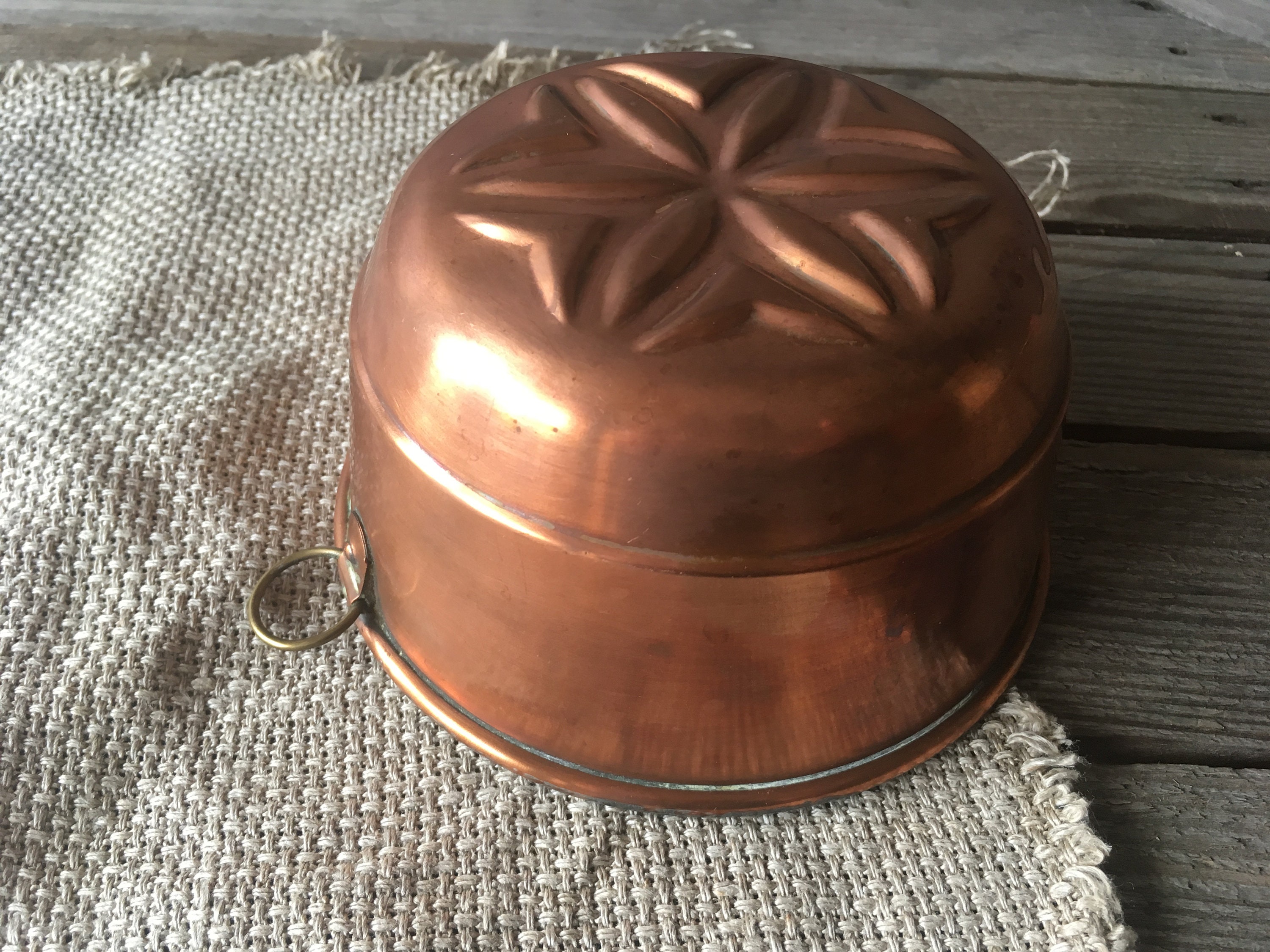 Small Copper Mold, Scandinavian Vintage, Floral Copper, Cake Mold, Tin ...