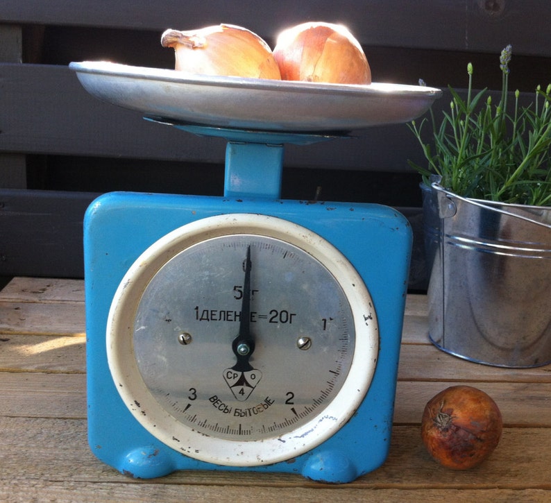 Soviet Vintage Blue Kitchen Scale, Rustic Scale, Farmhouse Decor ...