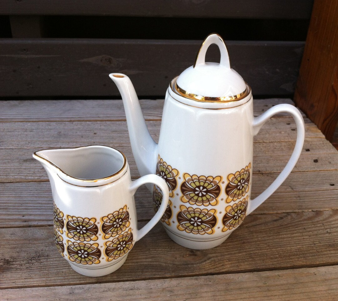 Soviet Vintage RPR Porcelain Coffee Pot, Tea Pot With Lid and Creamer ...