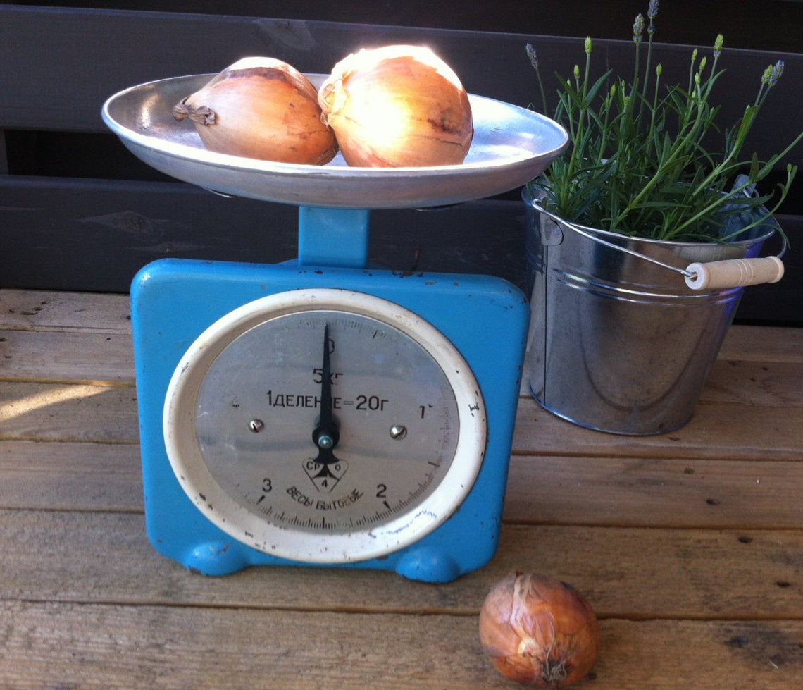 Soviet Vintage Blue Kitchen Scale, Rustic Scale, Farmhouse Decor ...