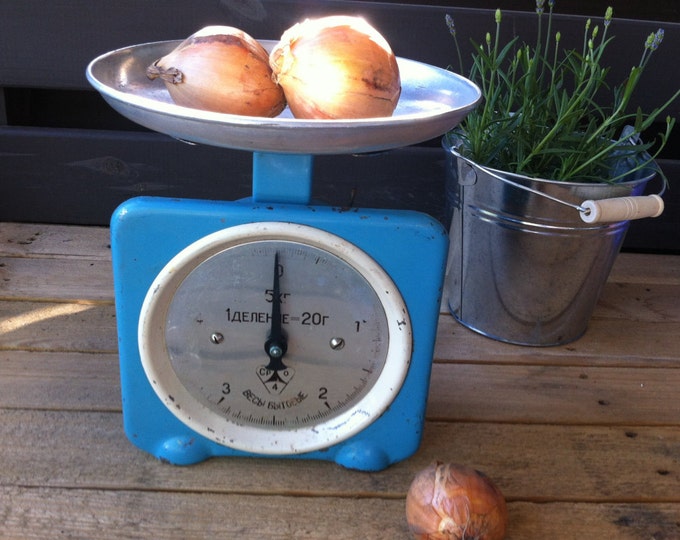 Soviet Vintage Blue Kitchen Scale, Rustic Scale, Farmhouse Decor ...