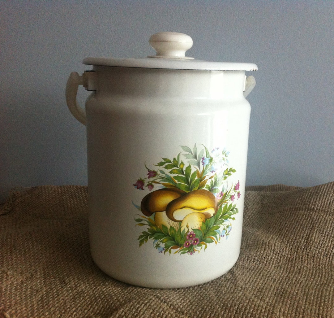 Soviet Enamel Milk Pail With Lid, Soviet Vintage White Enamel Milk ...