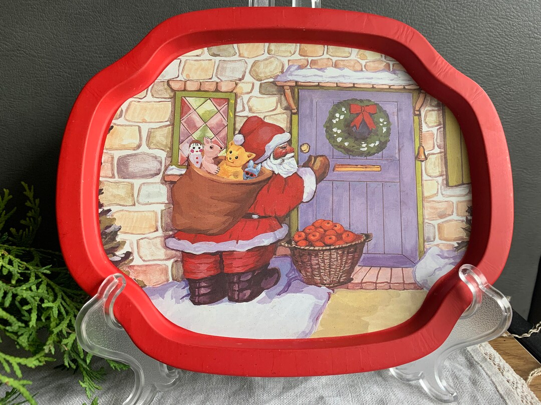 Small Vintage Metal Christmas Tray With Santa Claus - Etsy