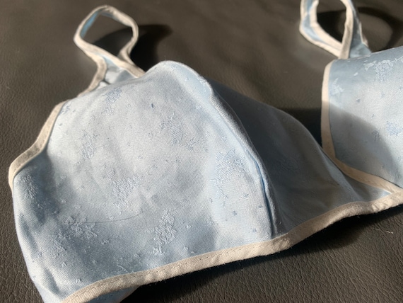 Vintage Light Blue Cotton Bra, Soviet Vintage Lingeri… - Gem