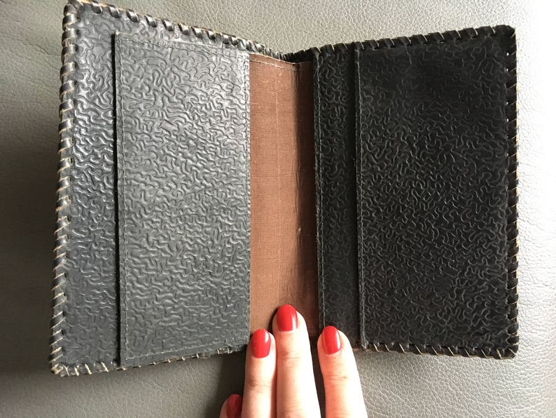 Soviet Vintage Leather Wallet, Wallet With Raised Print, Men' S Leather ...