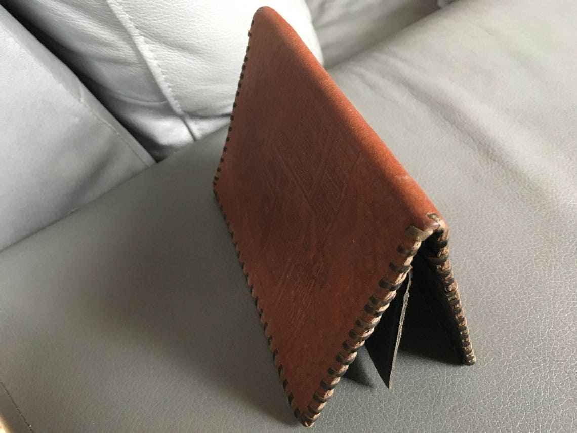 Soviet Vintage Leather Wallet, Wallet With Raised Print, Men' S Leather ...