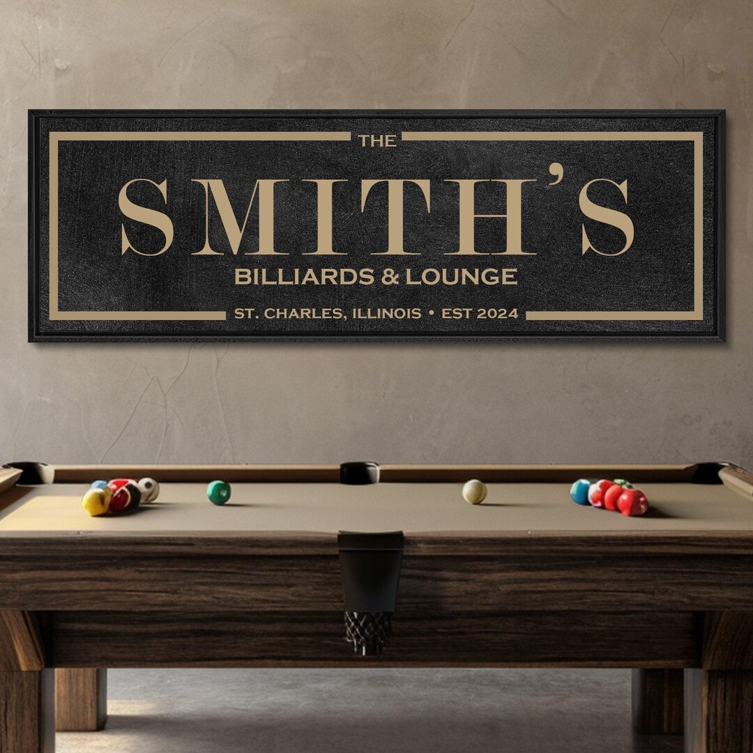 Personalized Billiards Lounge Sign: Custom Family Name Canvas Art - Etsy