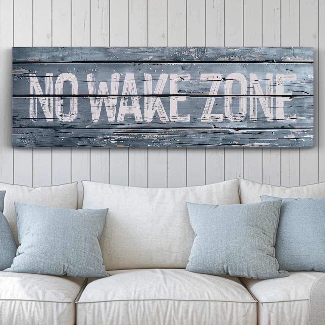 No Wake Zone Canvas Sign: Rustic Lake House Wall Decor - Etsy