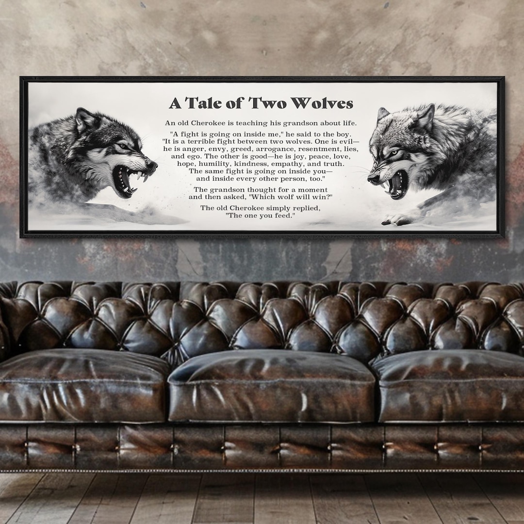 Tale of Two Wolves Artwork, Native American Story, the Wolf You Feed - Etsy