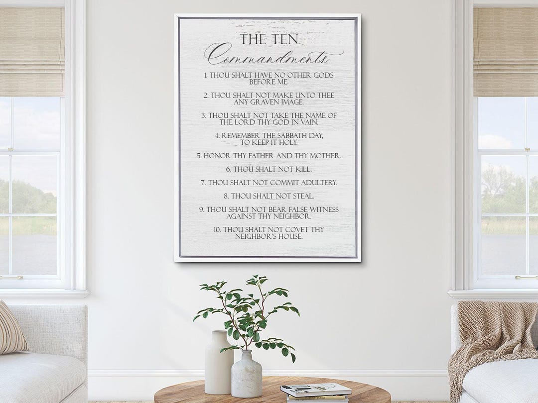 Ten Commandments Sign, Farmhouse Christian Wall Art - Etsy