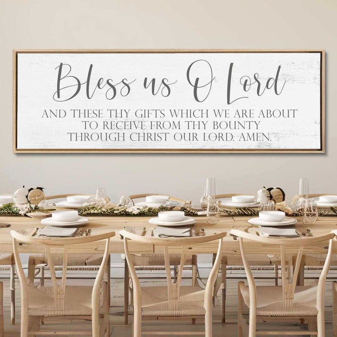Rustic Wooden Dining Room Blessing Sign, Inspirational Wall Art for ...