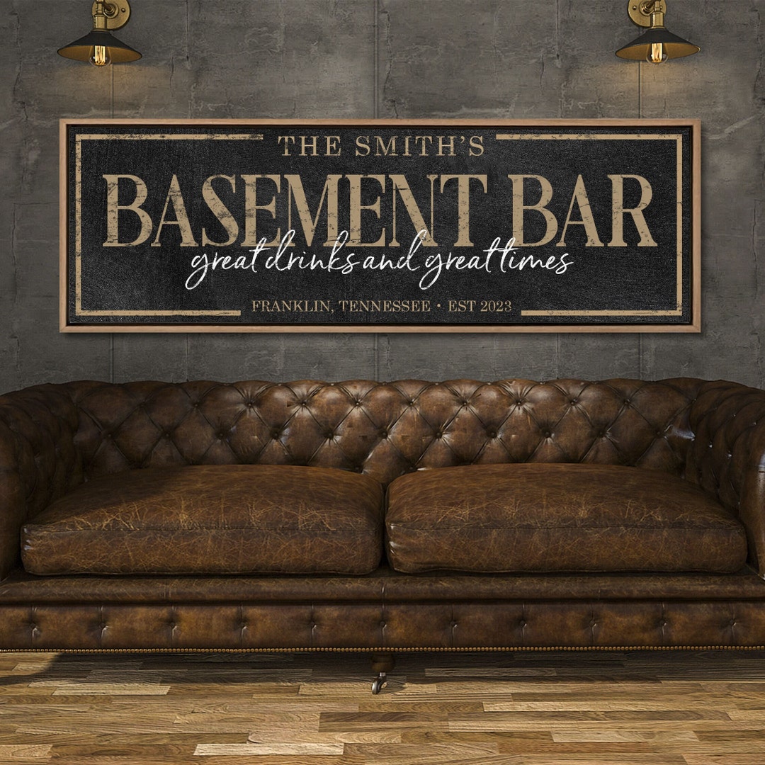 Personalized Basement Bar Sign With Family Name, Town, State, and ...