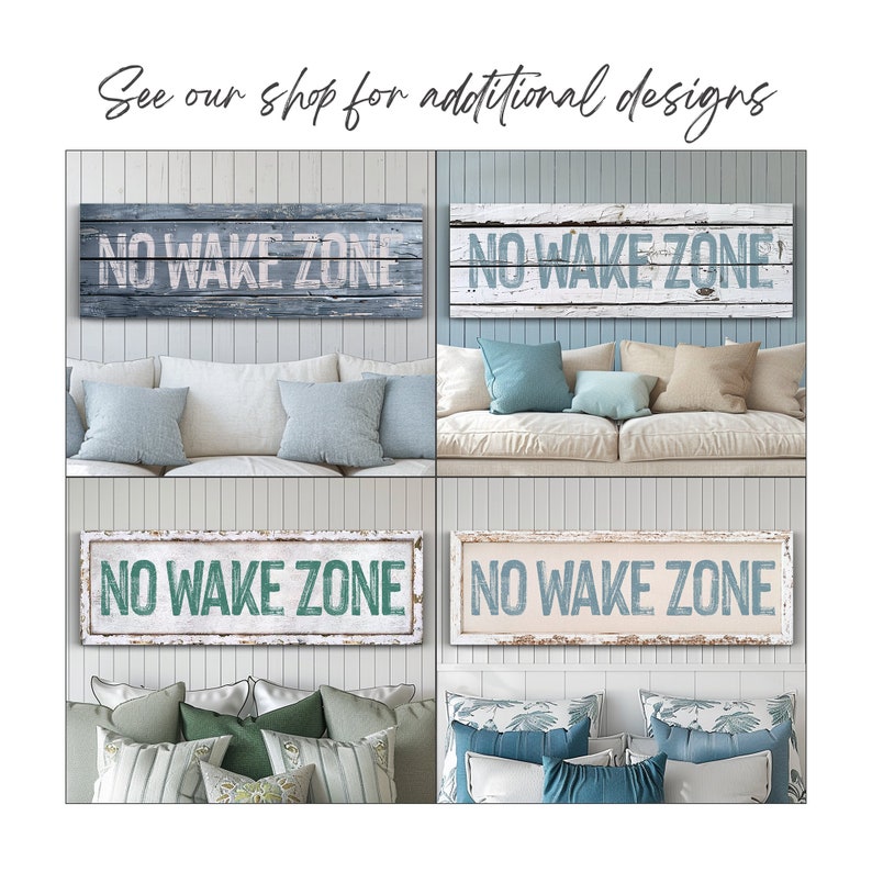 No Wake Zone Canvas Sign: Rustic Lake House Wall Decor - Etsy