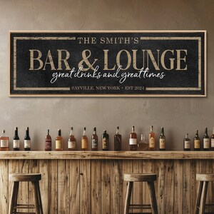 Custom Bar and Lounge Sign: Personalized Home Bar Decor - Etsy