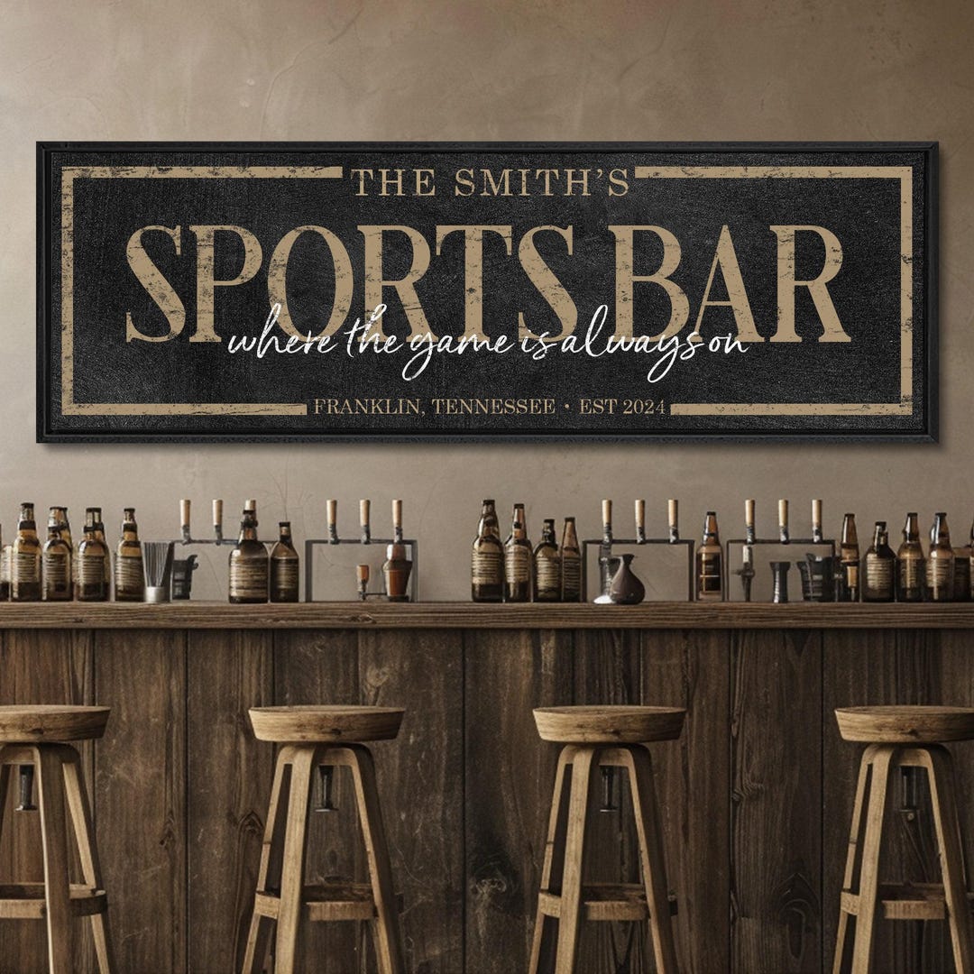 Personalized Sports Bar Sign: Custom Family Name Decor - Etsy