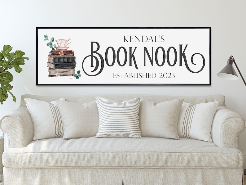 Personalized Book Nook Sign: Farmhouse Library Decor - Etsy