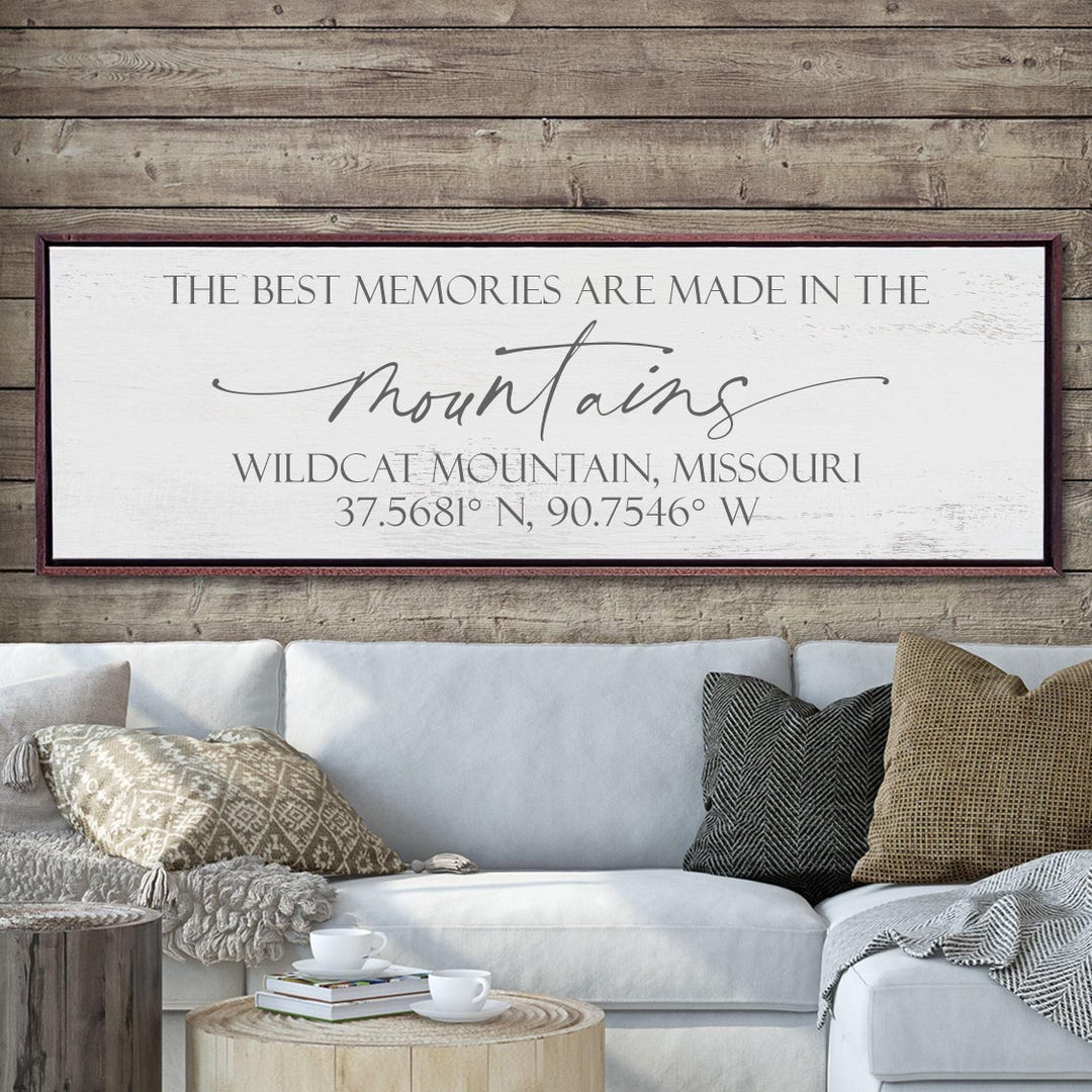 Custom Mountain House Sign, Personalized Coordinates, Farmhouse Decor ...