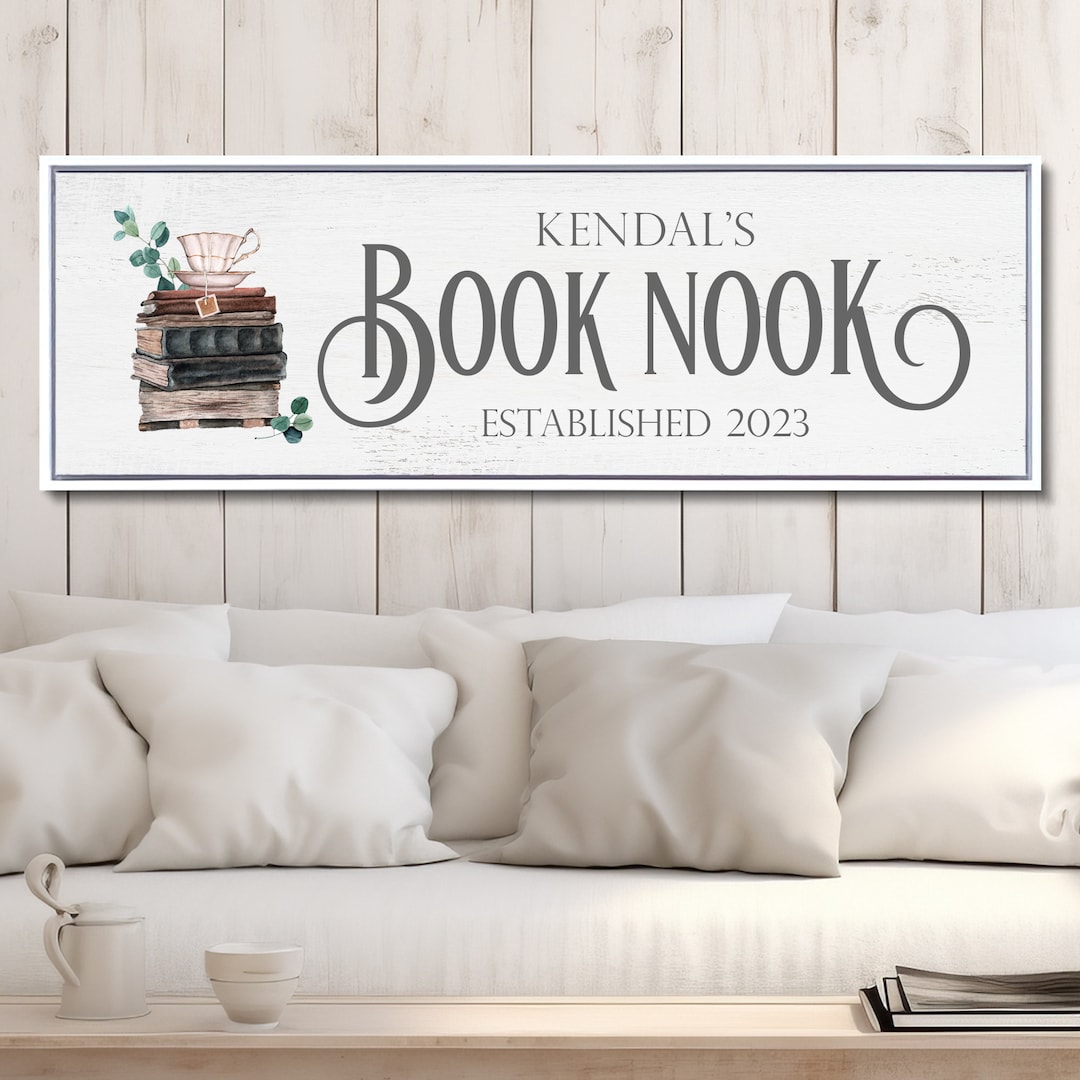 Book Lovers Gift, Personalized Book Nook Sign, Personalized Library ...