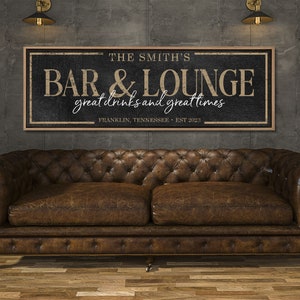 Custom Bar and Lounge Sign, Personalized Bar and Lounge Sign, Home Bar ...