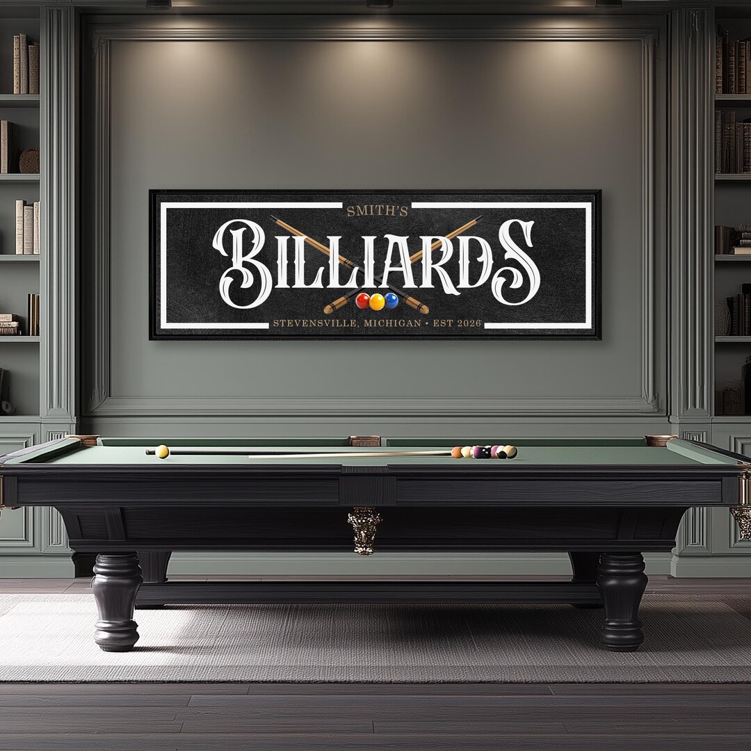 Personalized Billiards Room Sign: Vintage Style Canvas Art - Etsy