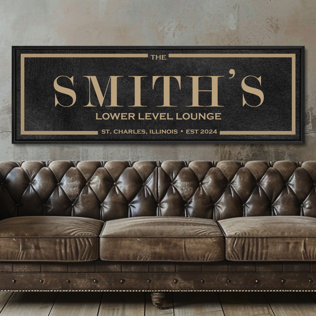 Personalized Lower Level Lounge Sign, Customized Basement Sign ...