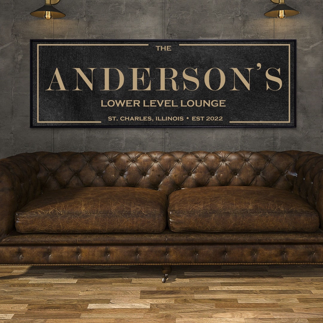 Personalized Lower Level Lounge Sign With Farmhouse White Background - Etsy