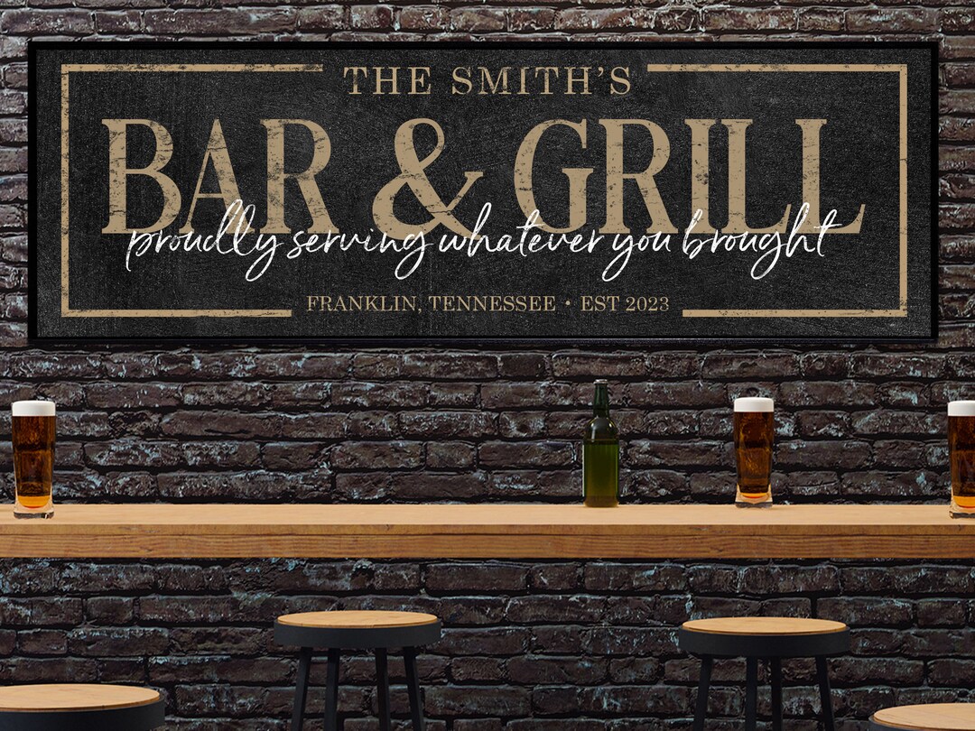 Personalized Bar and Grill Sign, Custom Bar Sign, Personalized Decor - Etsy