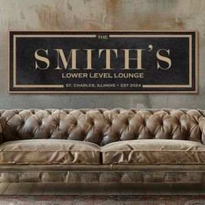 Personalized Lower Level Lounge Sign, Customized Basement Sign ...