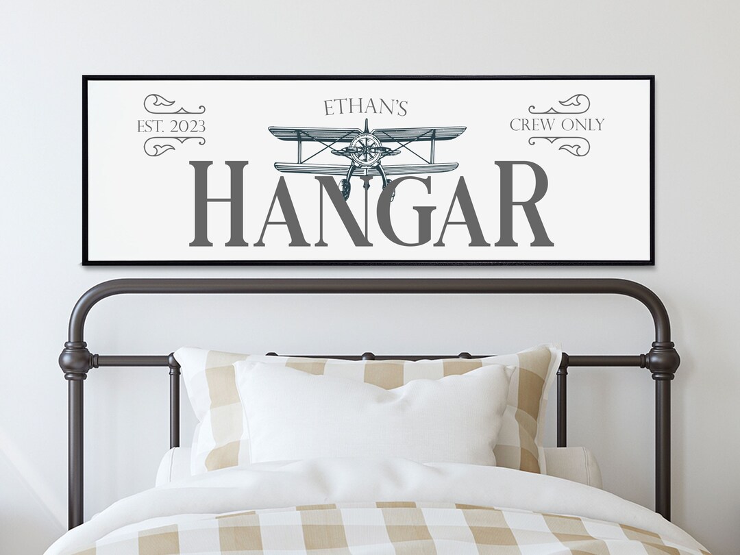 Custom Airplane Hangar Sign, Boys Airplane Room Decor, Airplane Decor ...