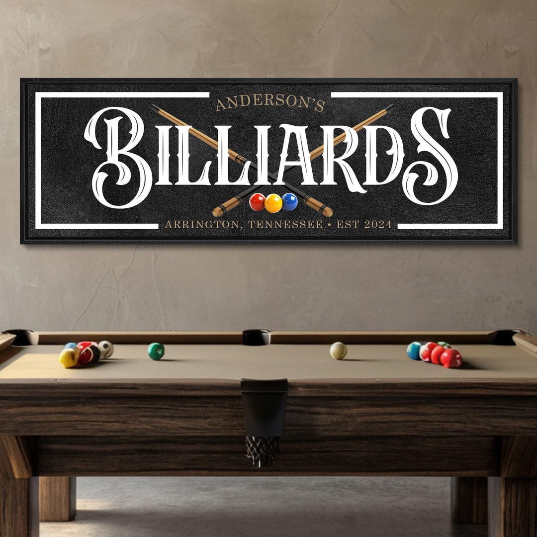 Personalized Billiards Room Sign: Vintage Style Canvas Art - Etsy