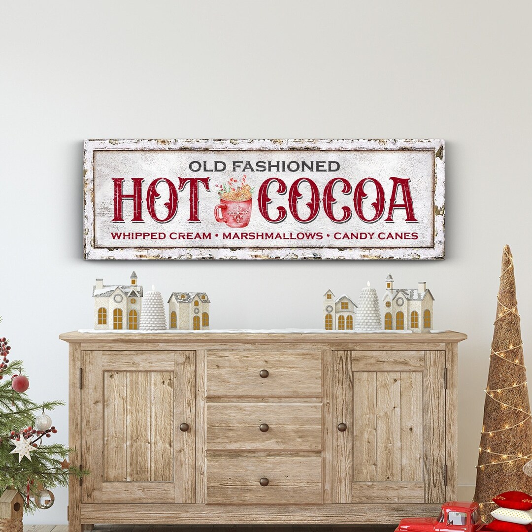 Rustic Hot Cocoa Bar Canvas Sign: Farmhouse Christmas Decor - Etsy
