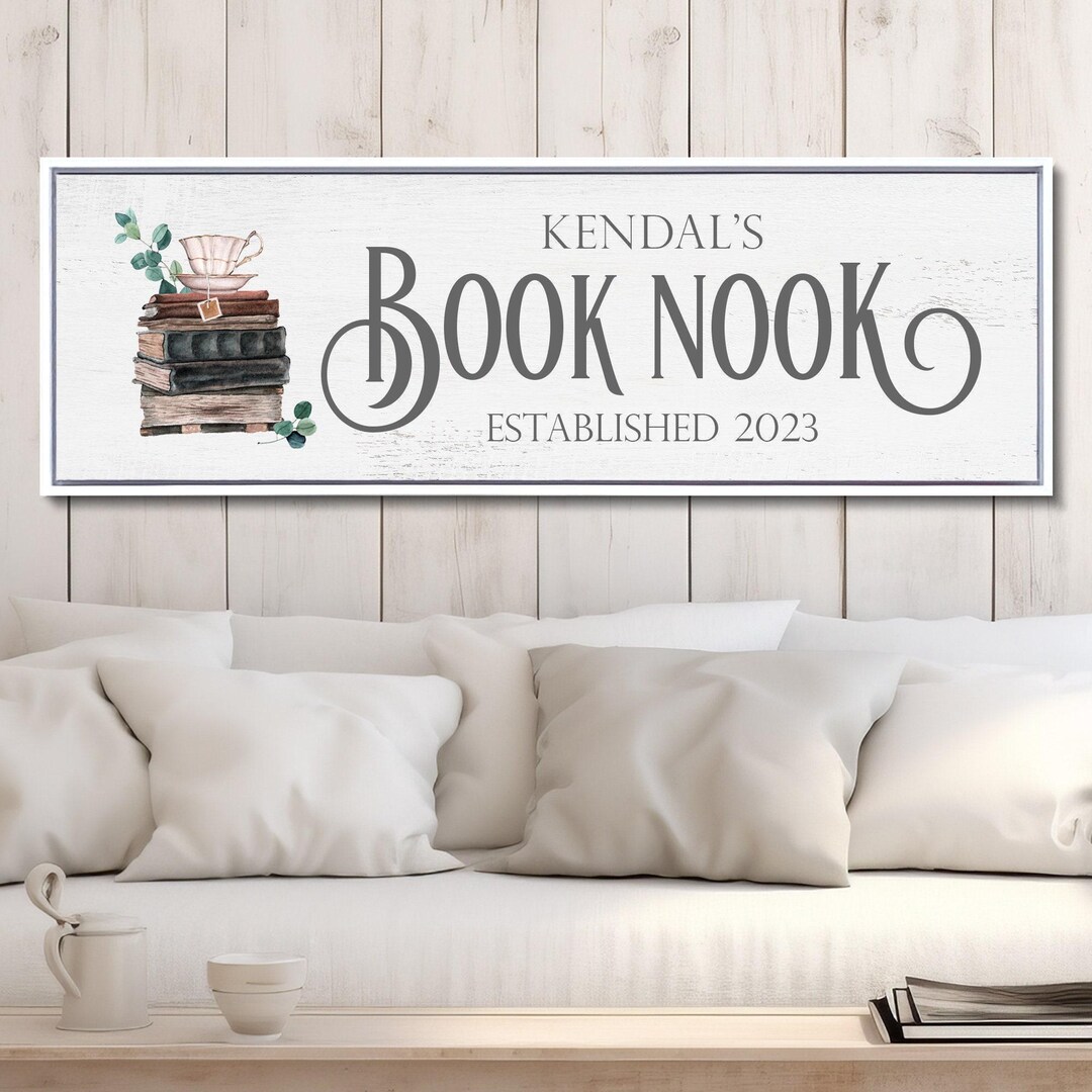 Personalized Book Nook Sign: Farmhouse Library Decor - Etsy