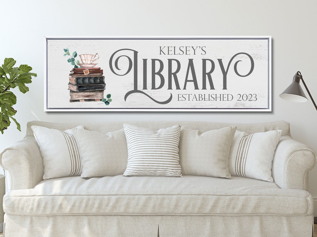 Personalized Library Sign, Book Lovers Sign, Personalized Decor - Etsy