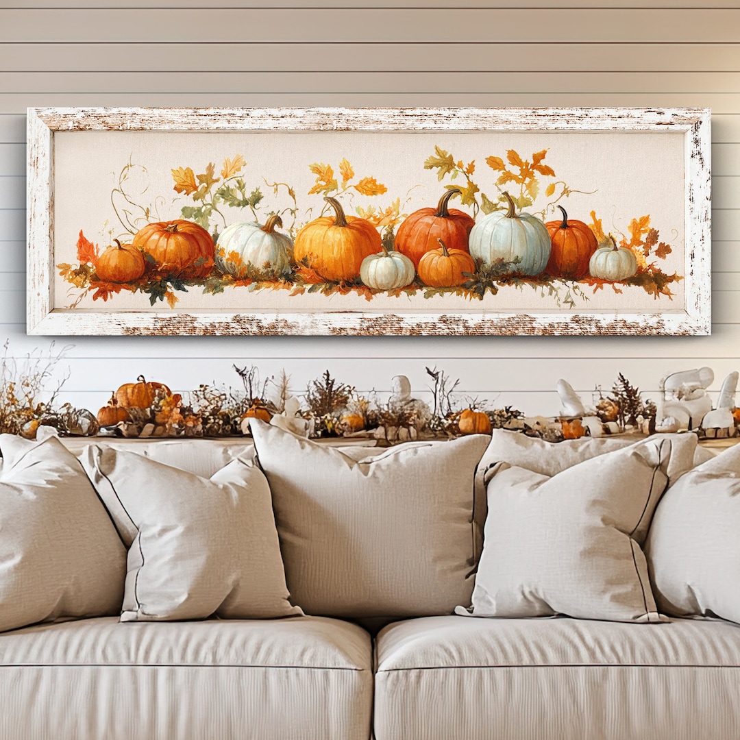 Vintage Style Pumpkin Art, Large Pumpkin Wall Art, Fall Wall Decor - Etsy
