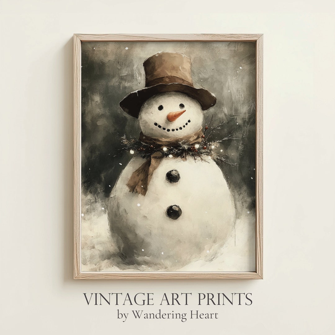 Vintage Snowman Print: Christmas Wall Art - Etsy