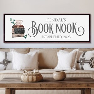 Book Lovers Gift, Personalized Book Nook Sign, Personalized Library ...
